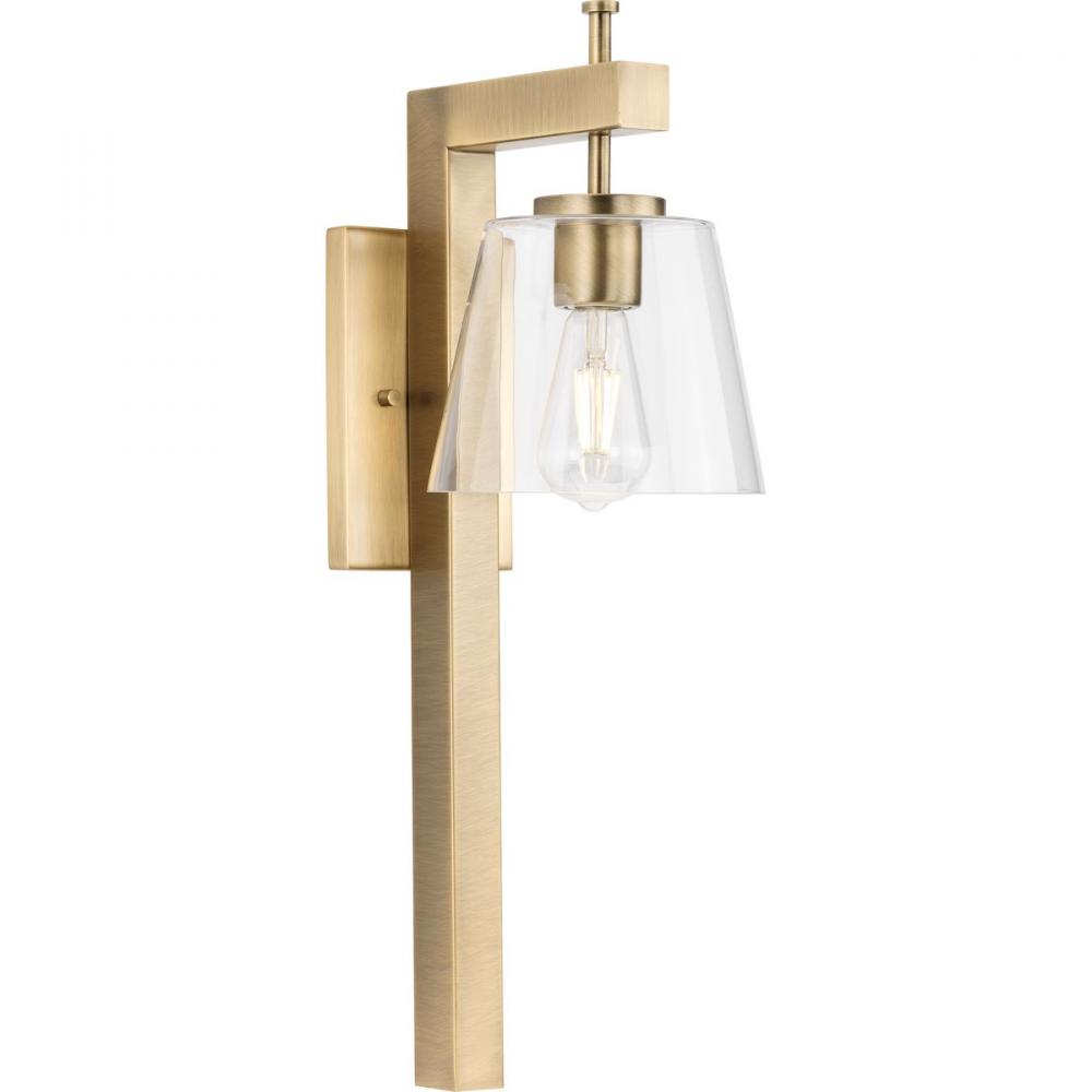 Saffert Collection One-Light New Traditional Vintage Brass Clear Glass ...